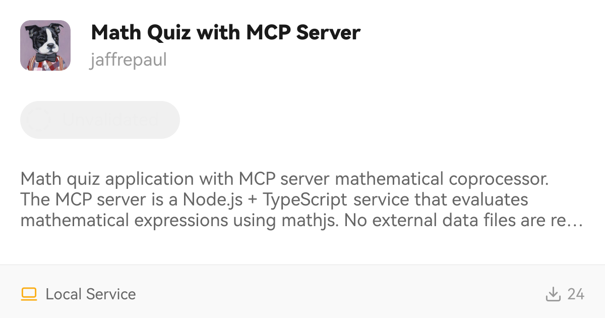 Math Quiz with MCP Server | MCP Servers · LobeHub