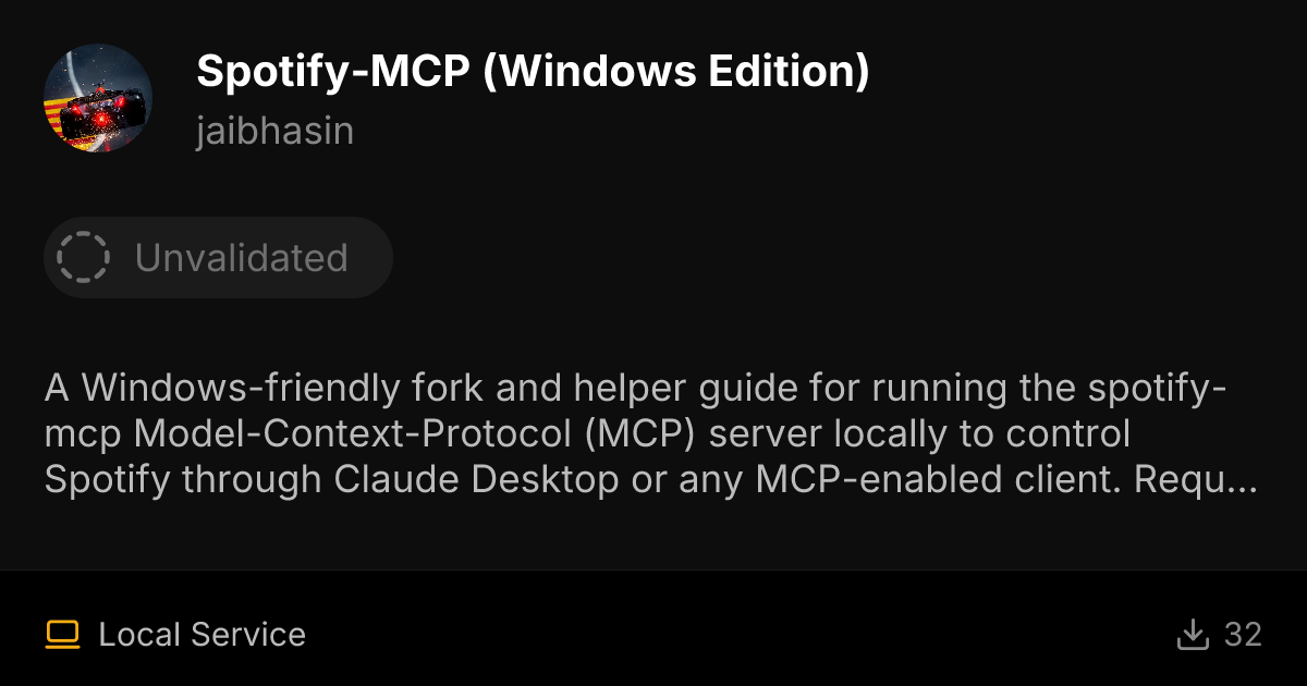 Spotify‑MCP (Windows Edition) | MCP ... · LobeHub