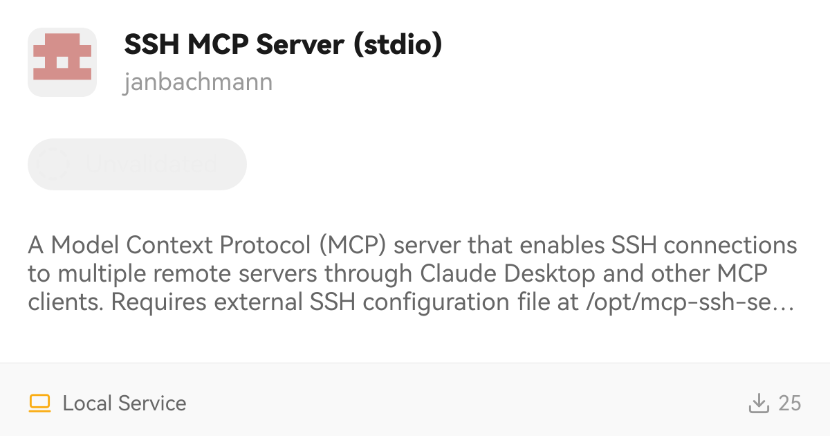 SSH MCP Server (stdio) | MCP Servers · LobeHub