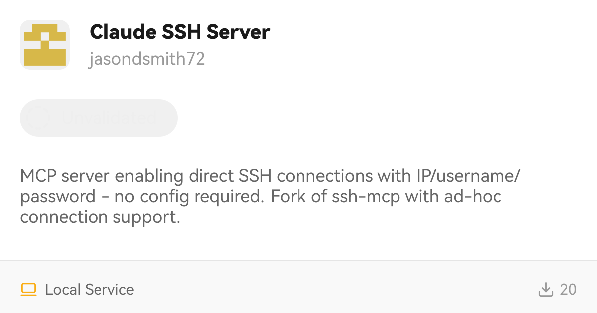 Claude SSH Server | MCP Servers · LobeHub