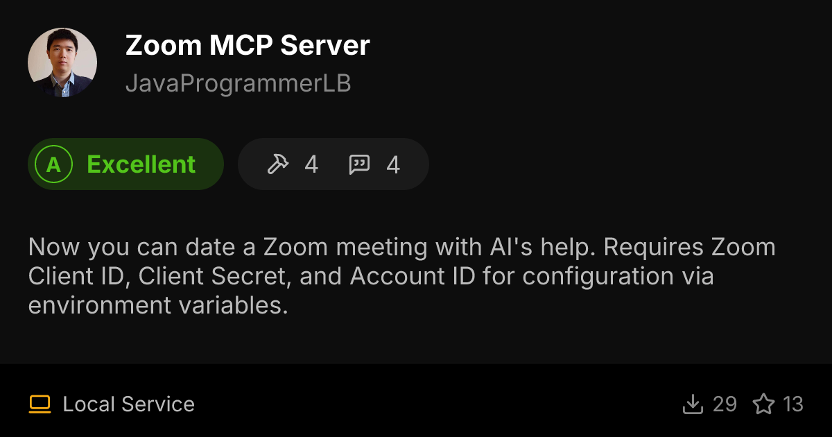 Zoom MCP Server | MCP Servers · LobeHub