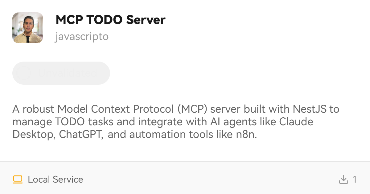MCP TODO Server | MCP Servers · LobeHub