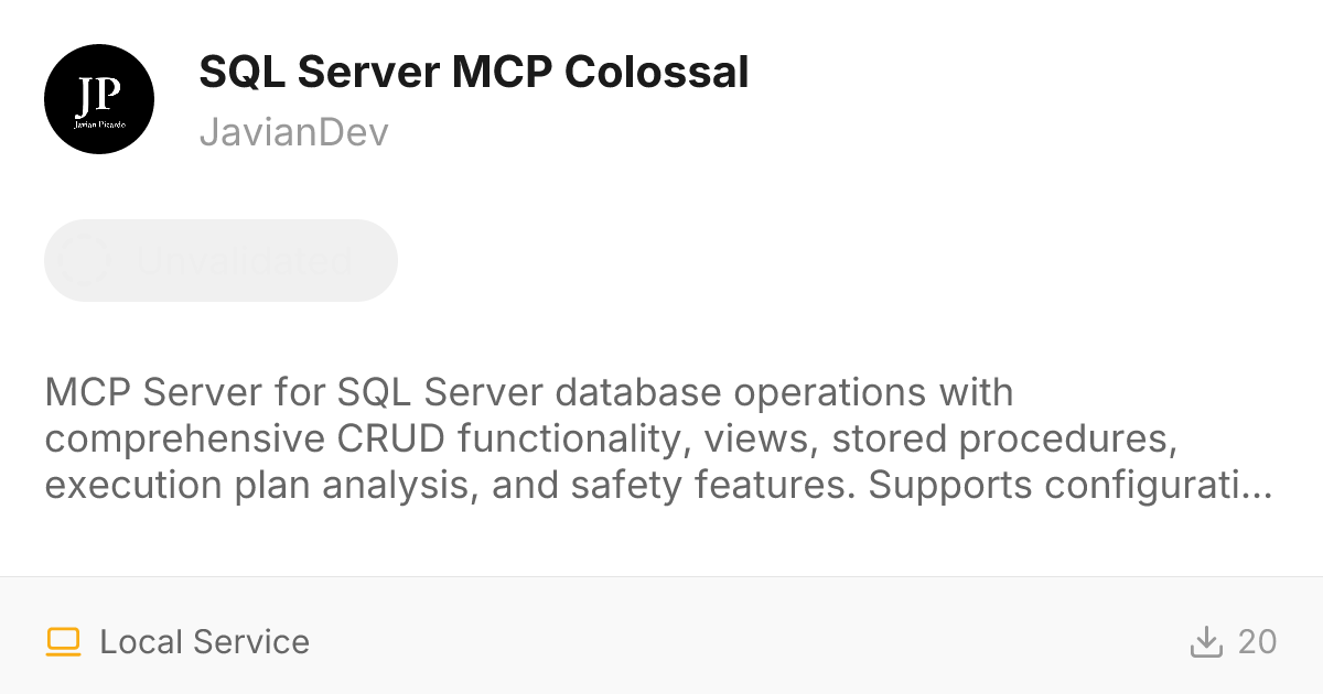 SQL Server MCP Colossal | MCP Servers · LobeHub