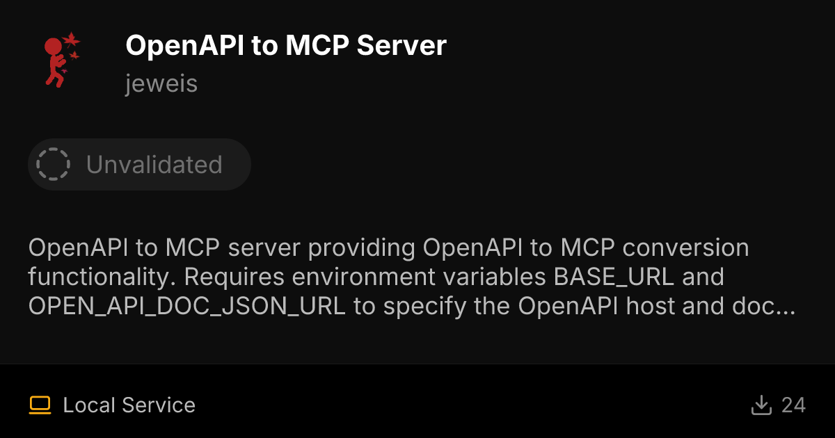OpenAPI 转换为 MCP 服务器 | MCP Servers · LobeHub