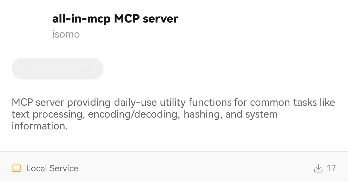 all-in-mcp MCP server | MCP Servers · LobeHub