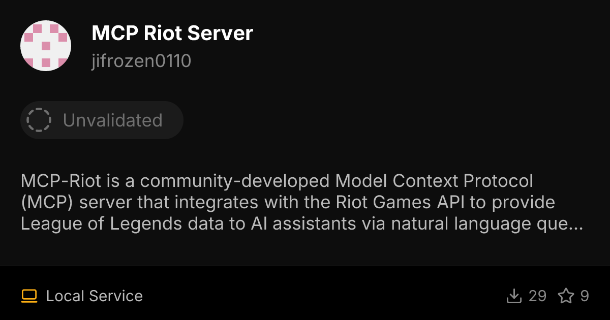 MCP Riot Server | MCP Servers · LobeHub
