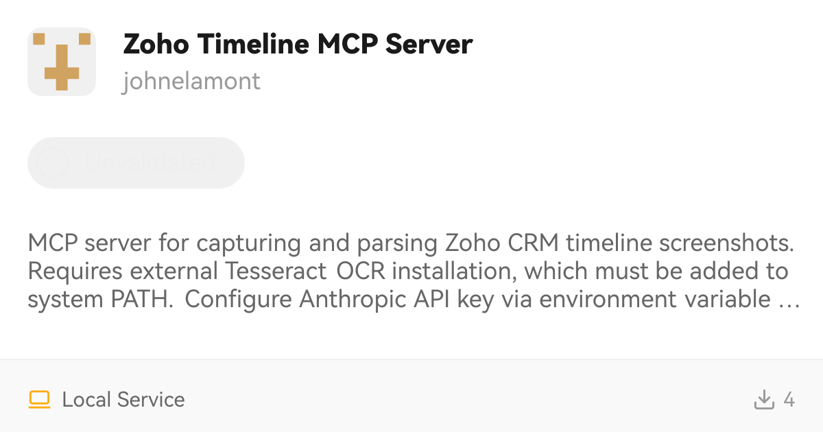 Zoho Timeline MCP Server | MCP Servers · LobeHub
