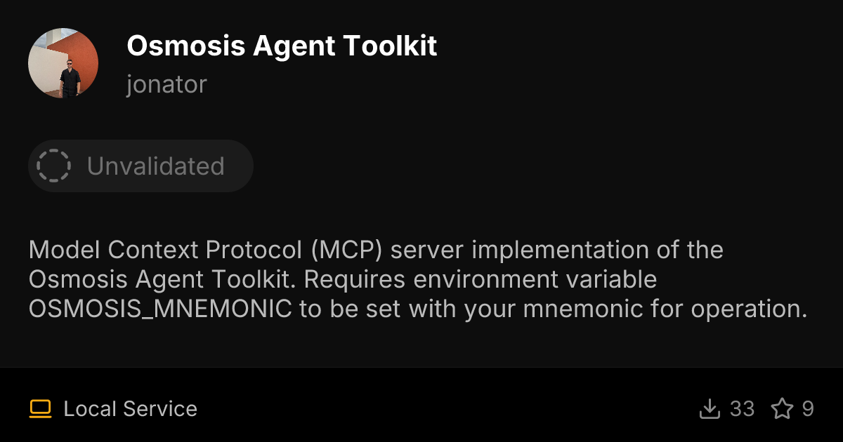 Osmosis Agent Toolkit | MCP Servers · LobeHub
