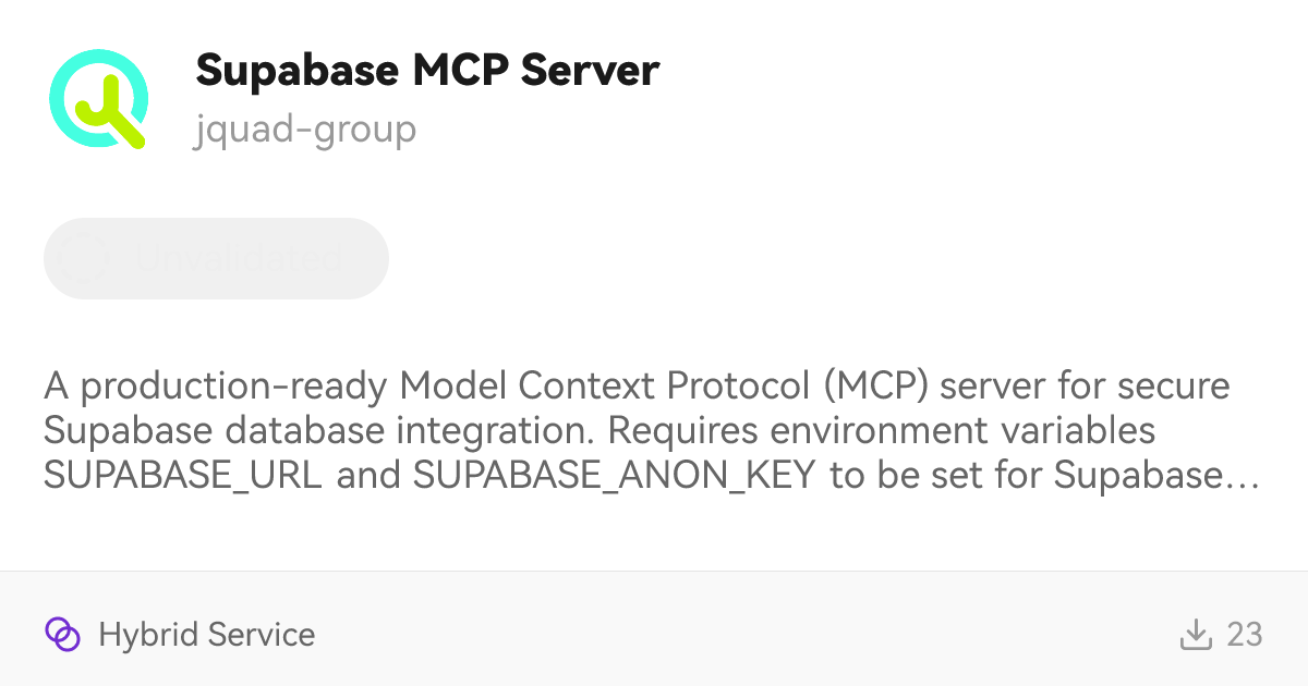 Supabase MCP 伺服器 | MCP Servers · LobeHub