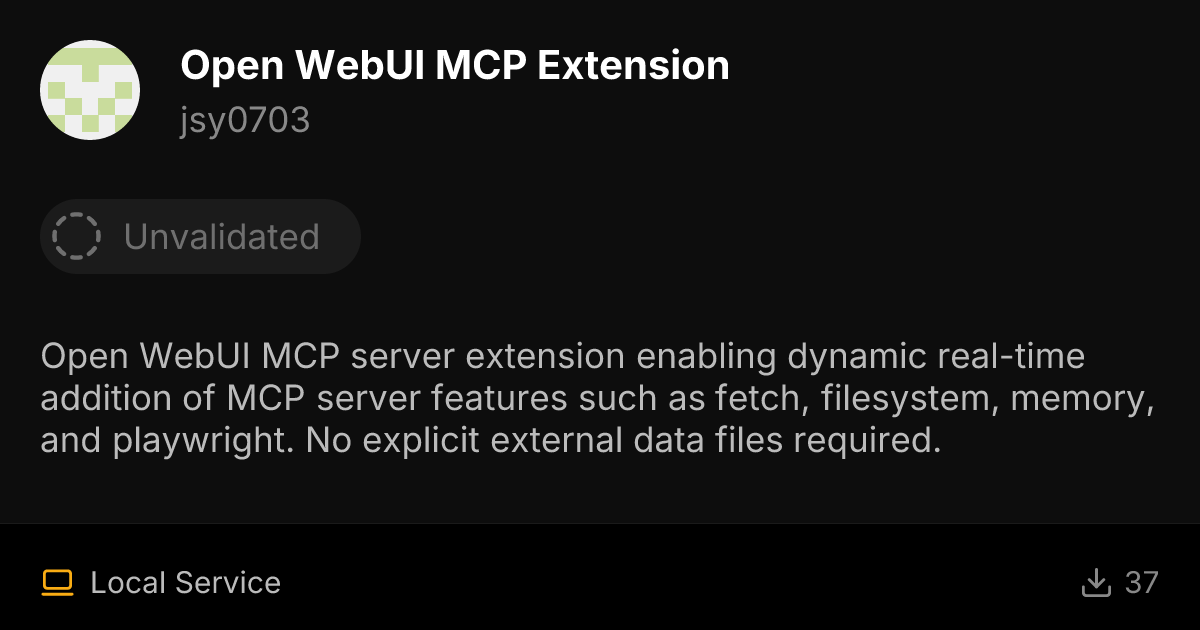 Open WebUI MCP 功能扩展 | MCP Servers · LobeHub