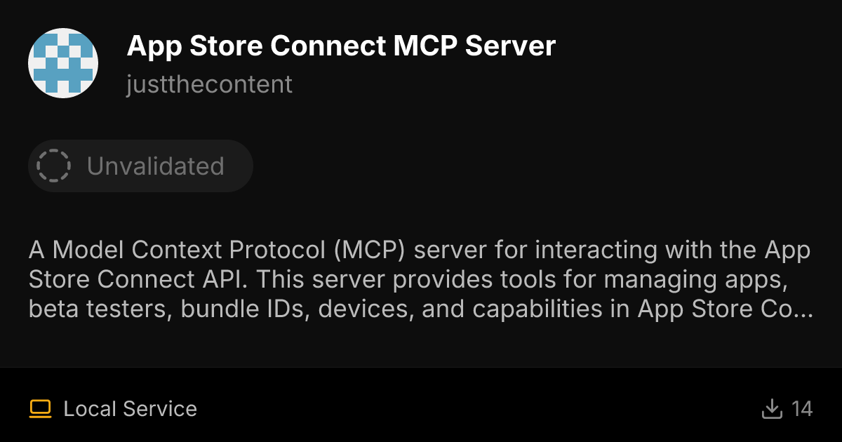 App Store Connect MCP Server | MCP S... · LobeHub