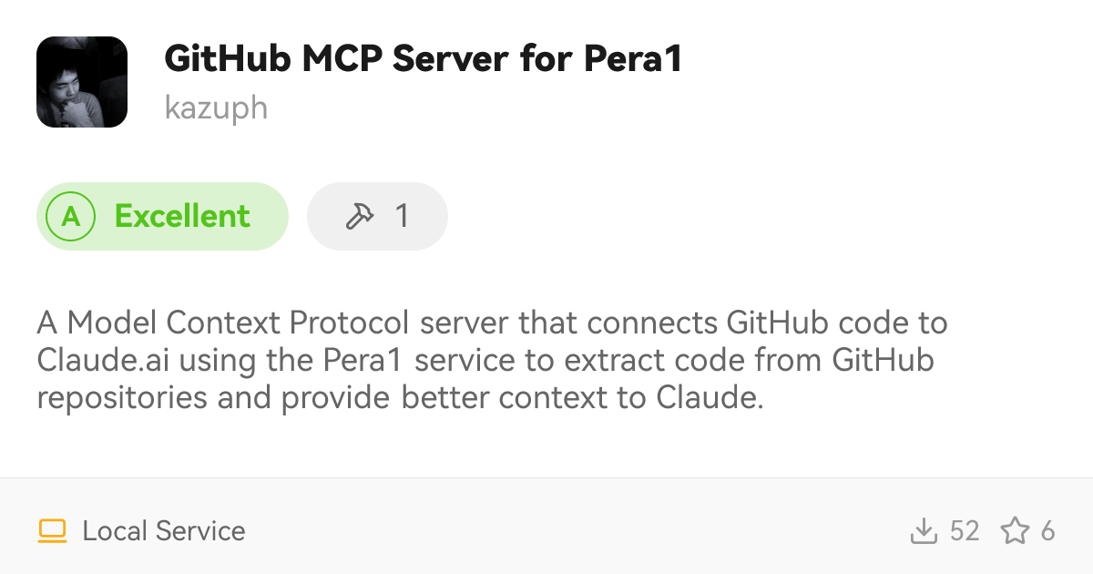GitHub MCP Server for Pera1 | MCP Se... · LobeHub