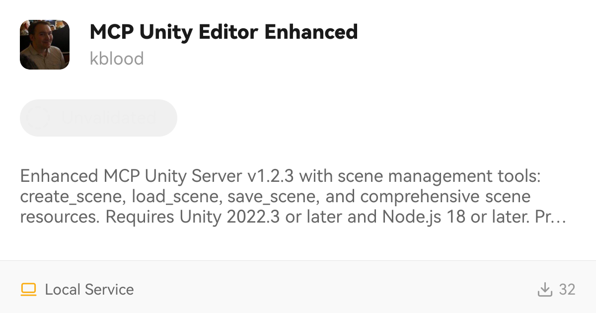 MCP Unity Editor Enhanced (Game Engi... · LobeHub