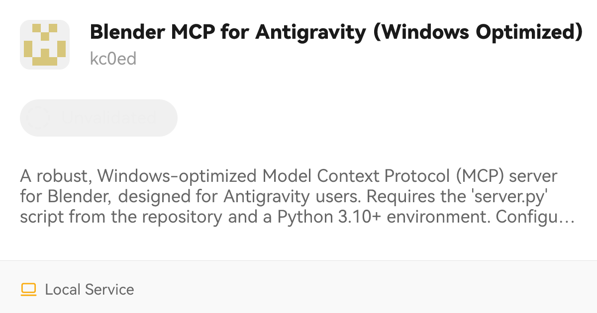 Blender MCP for Antigravity (Windows... · LobeHub