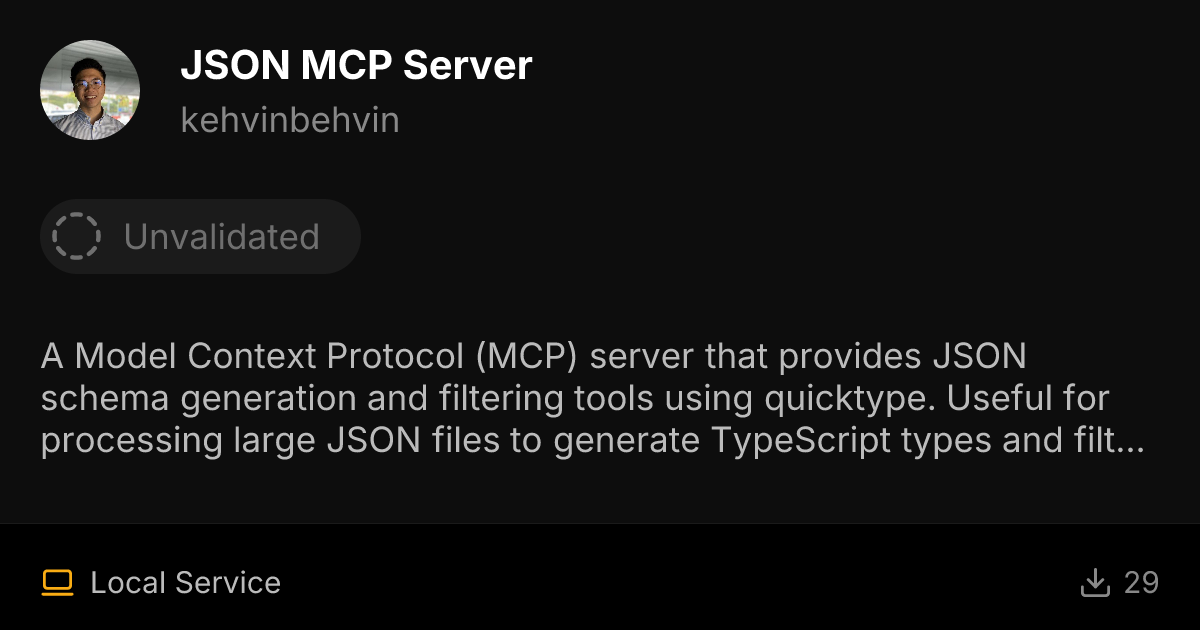 JSON MCP 服务器 | MCP Servers · LobeHub
