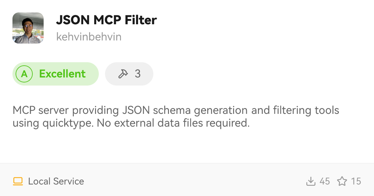 JSON MCP Filter | MCP Servers · LobeHub