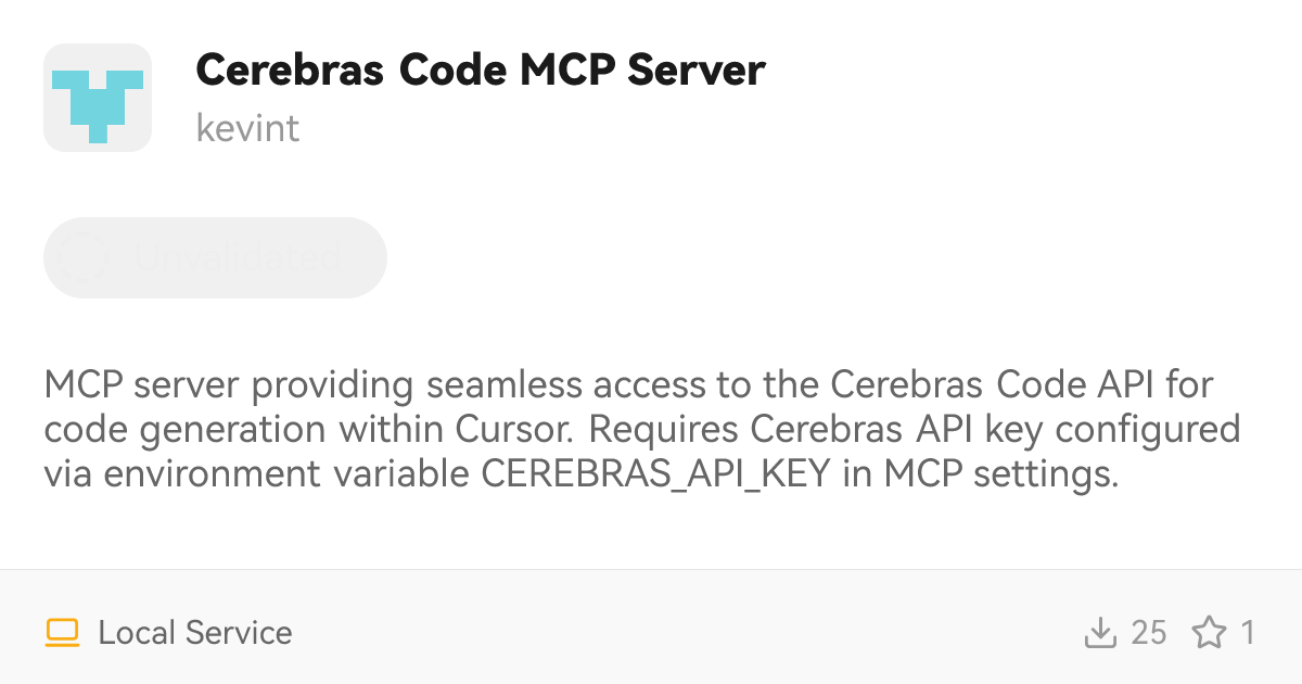 Cerebras Code MCP Server | MCP Servers · LobeHub