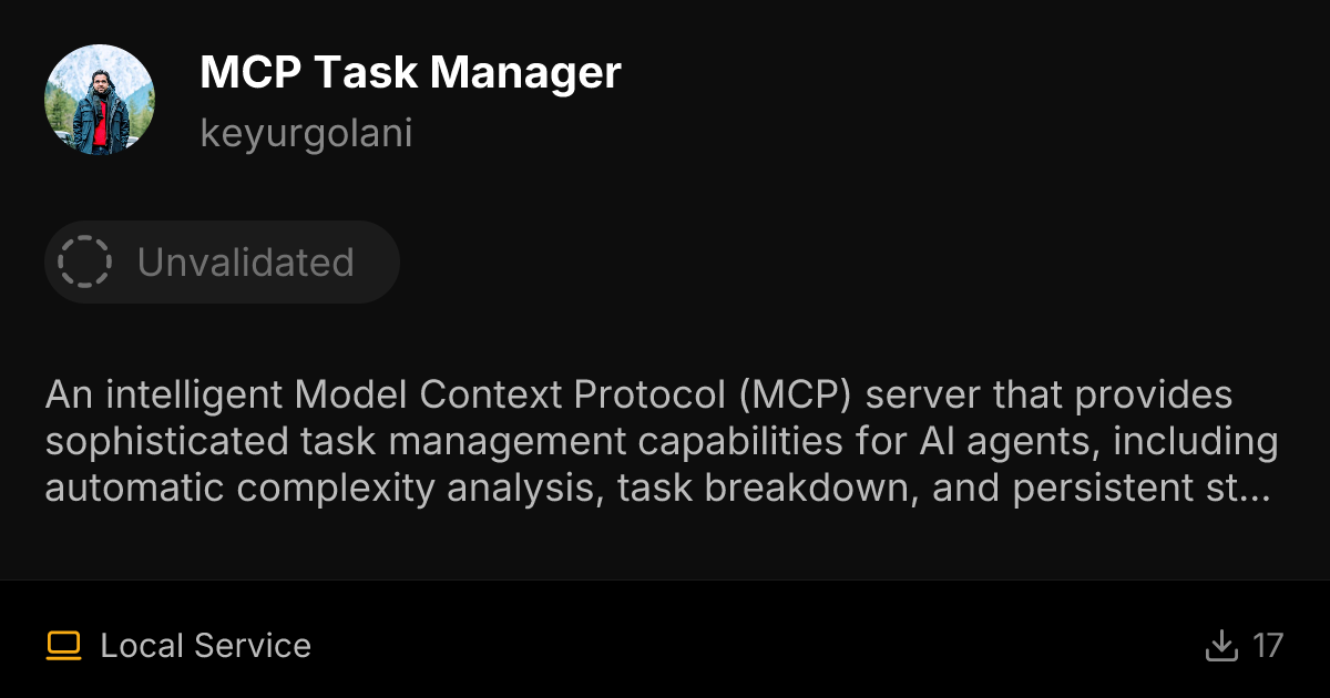 MCP Task Manager | MCP Servers · LobeHub