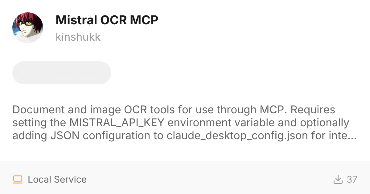 Mistral OCR MCP | MCP Servers · LobeHub