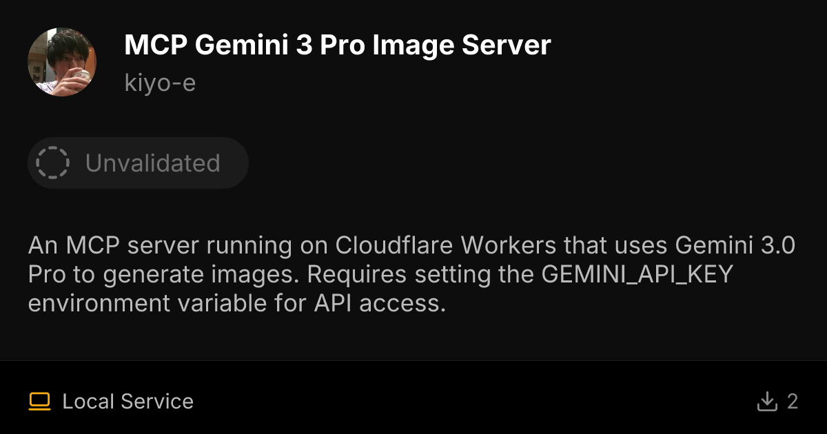 MCP Gemini 3 Pro 图像服务器 | MCP Servers · LobeHub