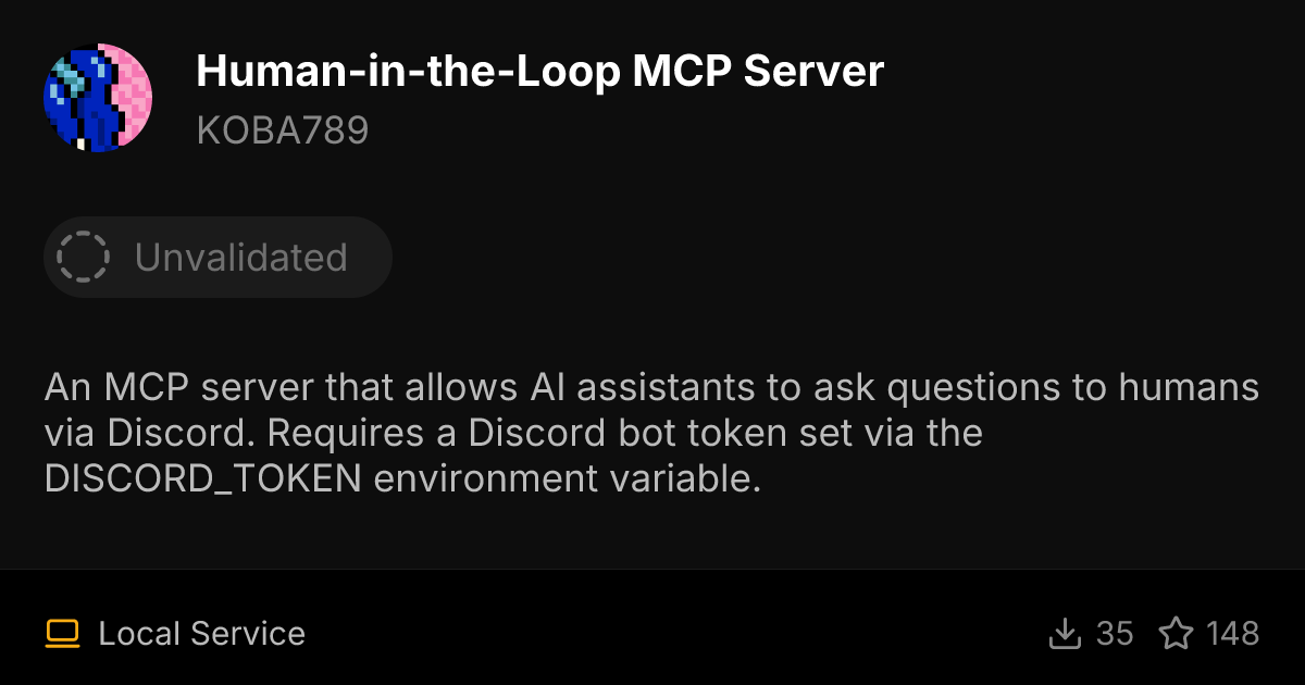 Human-in-the-Loop MCP Server | MCP S... · LobeHub
