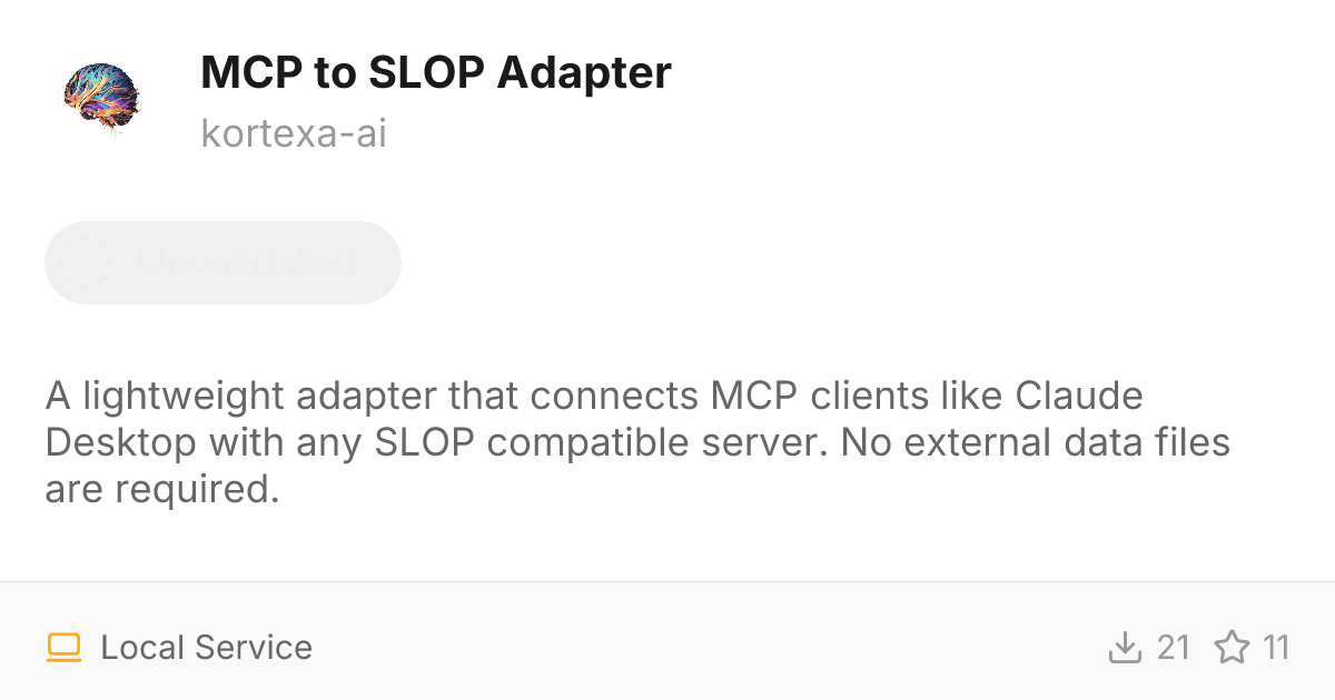 MCP到SLOP适配器 | MCP Servers · LobeHub