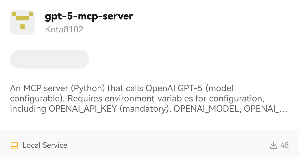 gpt-5-mcp-server | MCP Servers · LobeHub