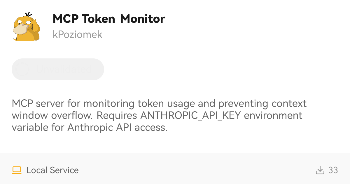 MCP Token Monitor | MCP Servers · LobeHub