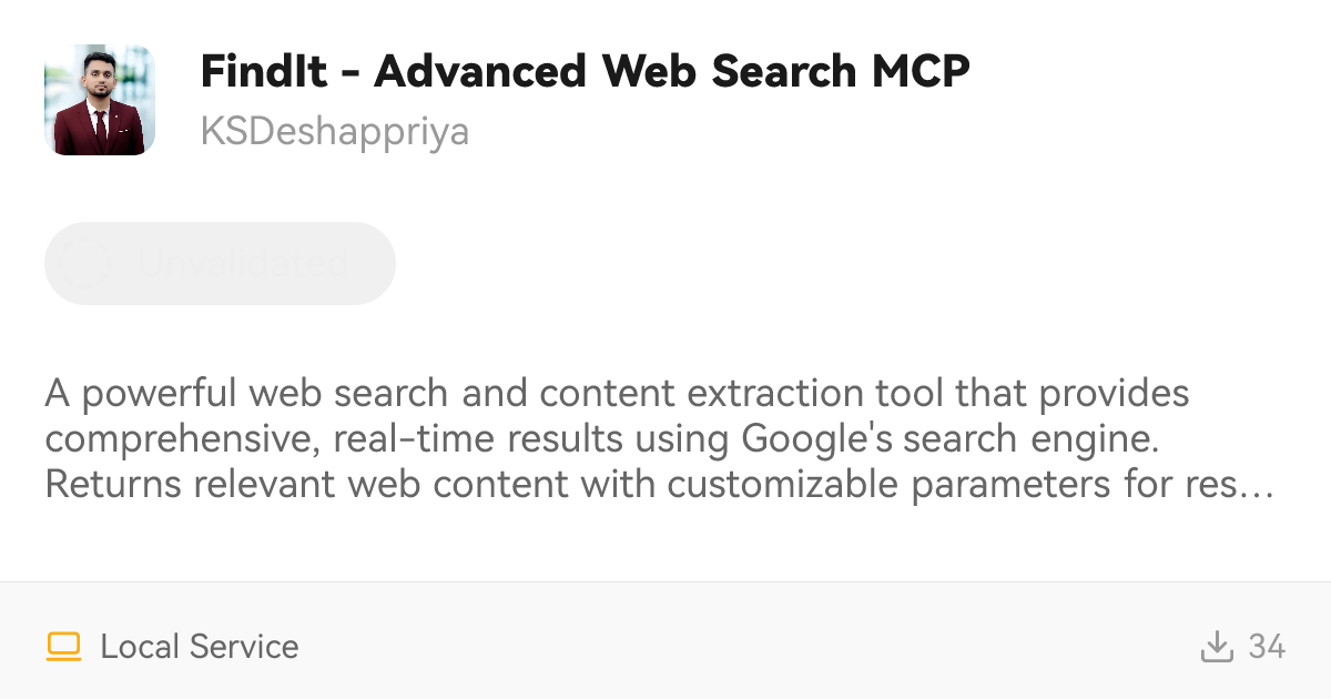 FindIt - Advanced Web Search MCP | M... · LobeHub