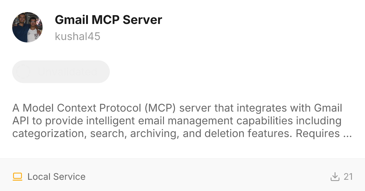 Gmail MCP Server | MCP Servers · LobeHub