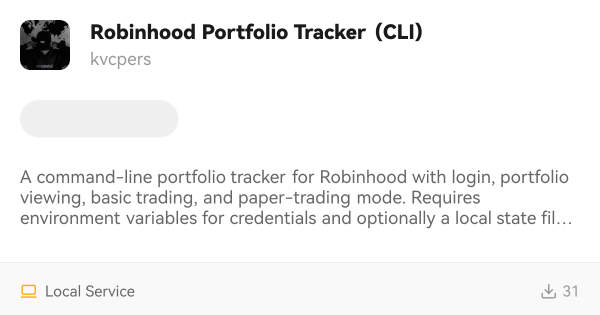 Robinhood Portfolio Tracker (CLI) | ... · LobeHub
