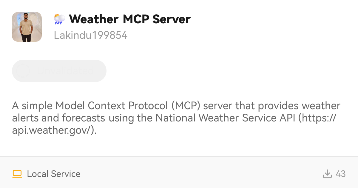 🌦️ Weather MCP Server | MCP Servers · LobeHub