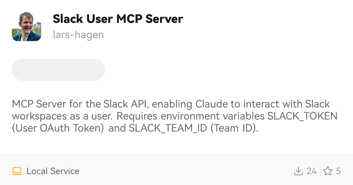Slack User MCP Server | MCP Servers · LobeHub