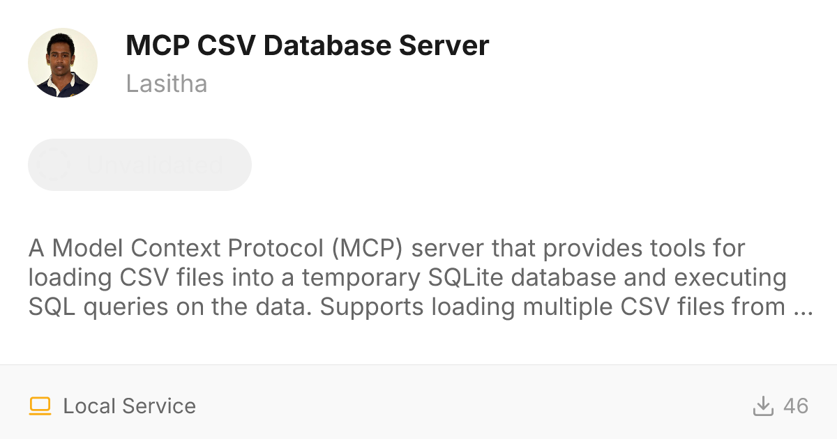 MCP CSV Database Server | MCP Servers · LobeHub
