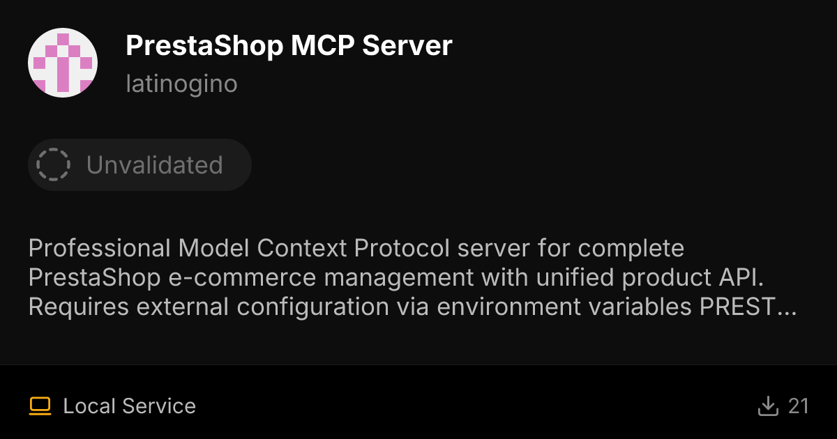 PrestaShop MCP Server | MCP Servers · LobeHub
