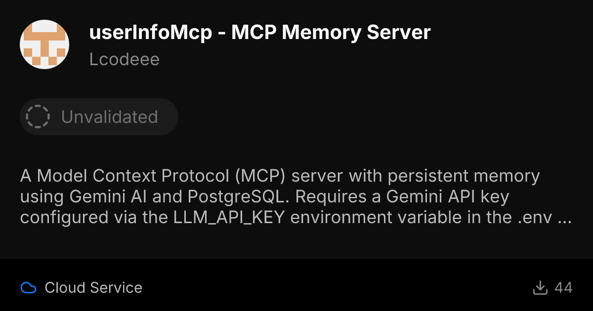 userInfoMcp - MCP Memory Server | MC... · LobeHub