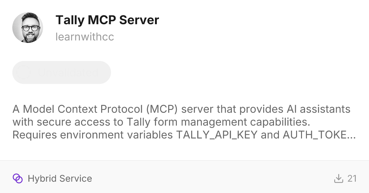 Tally MCP 服务器 | MCP Servers · LobeHub