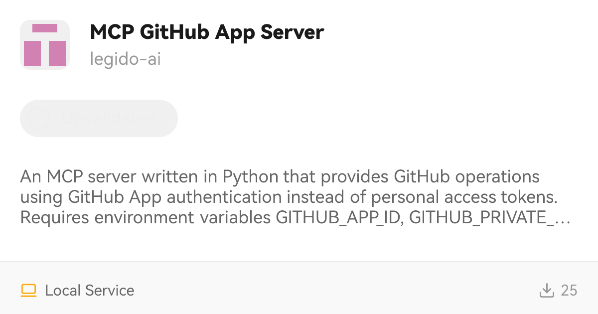 MCP GitHub App Server | MCP Servers · LobeHub