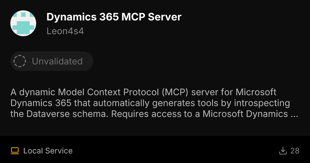 Dynamics 365 MCP Server | MCP Servers · LobeHub