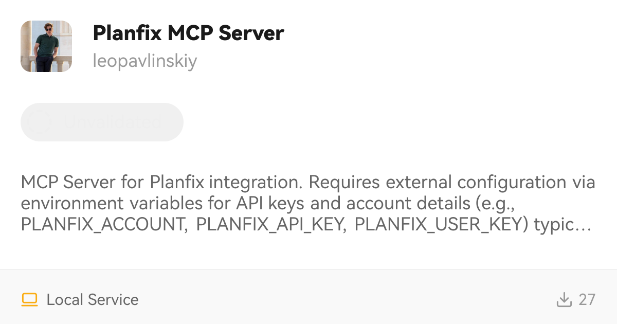 Planfix MCP Server | MCP Servers · LobeHub