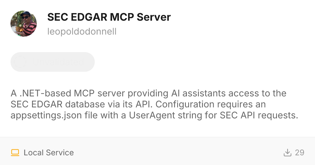 SEC EDGAR MCP Server | MCP Servers · LobeHub