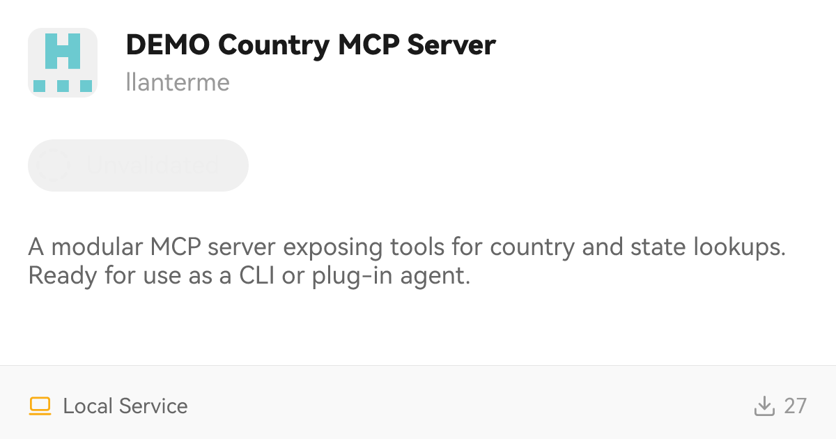 DEMO Country MCP Server | MCP Servers · LobeHub
