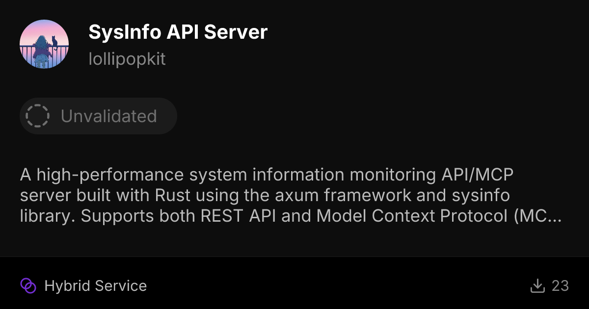 SysInfo API Server | MCP Servers · LobeHub