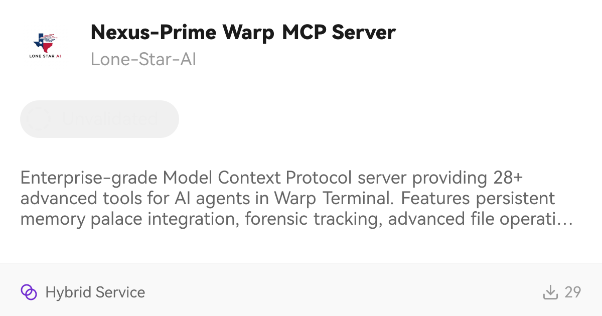 Nexus-Prime Warp MCP Server | MCP Se... · LobeHub