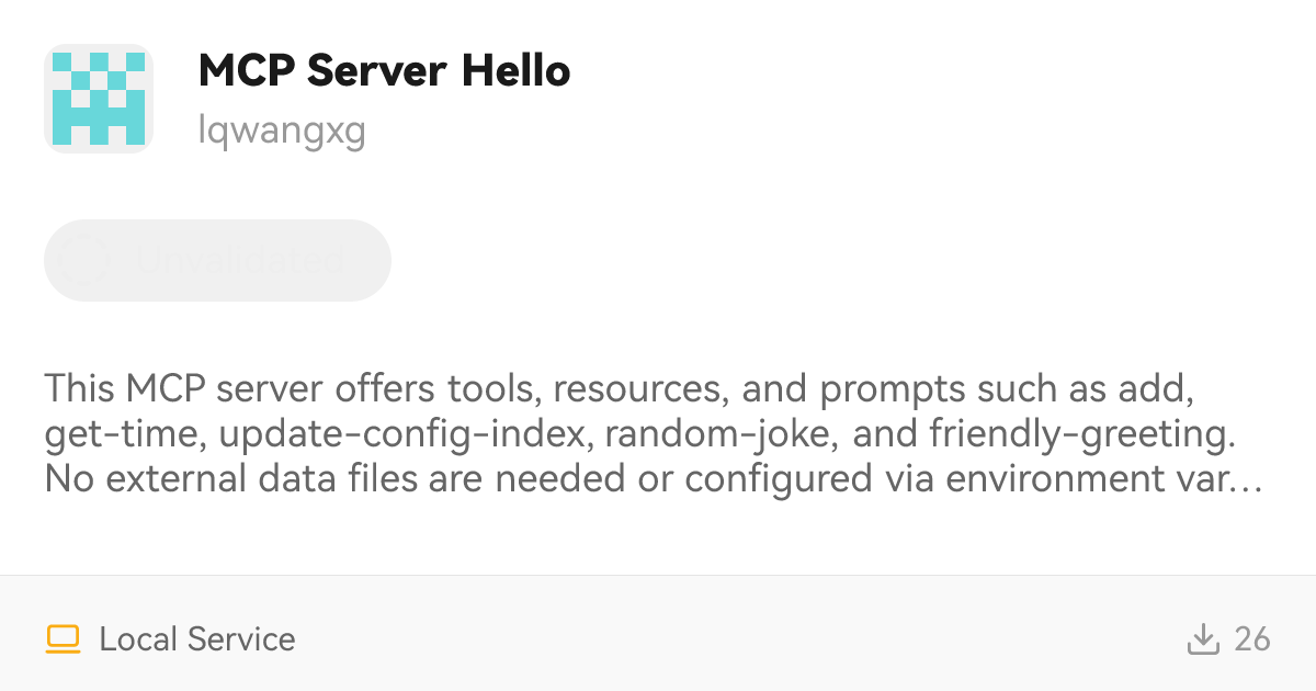 MCP Server Hello | MCP Servers · LobeHub