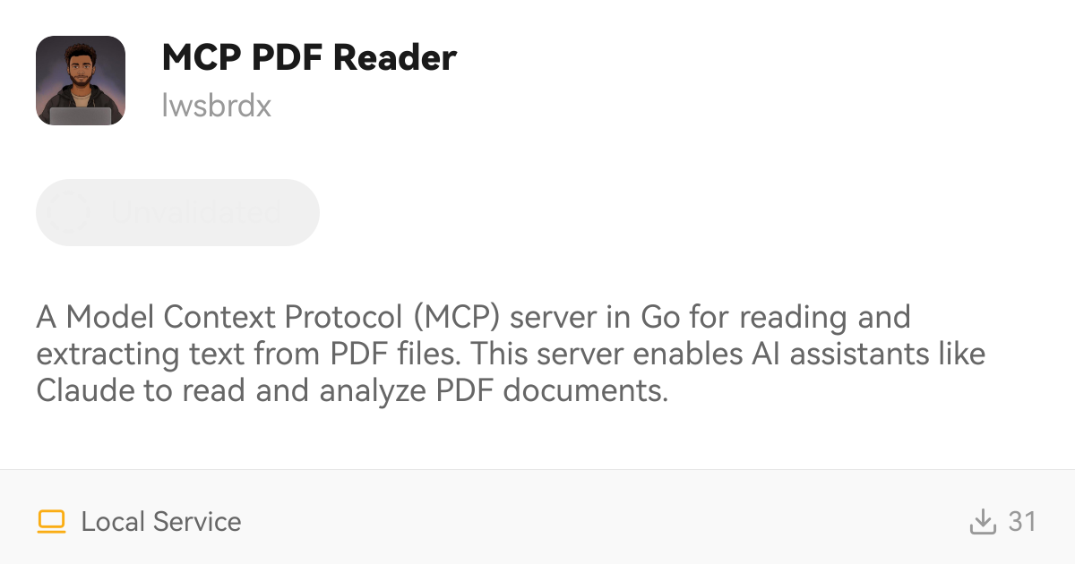 MCP PDF Reader | MCP Servers · LobeHub