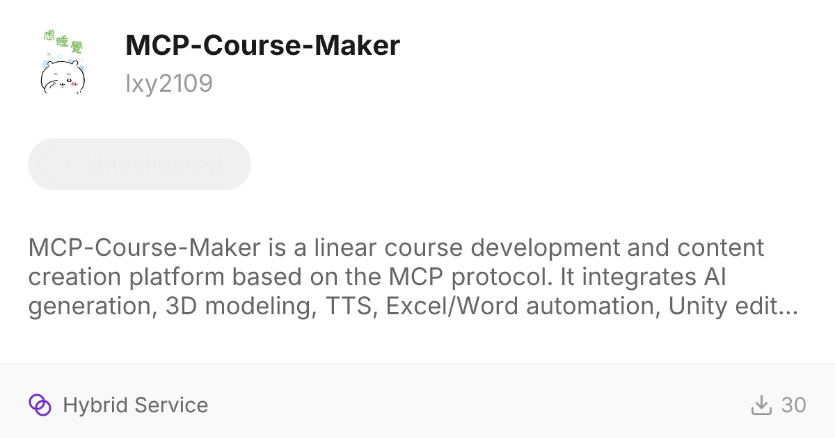 MCP-Course-Maker | MCP Servers · LobeHub