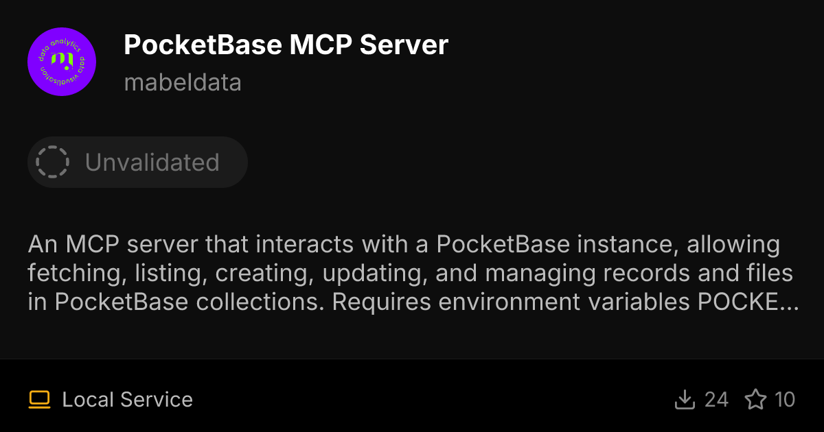 PocketBase MCP Server | MCP Servers · LobeHub