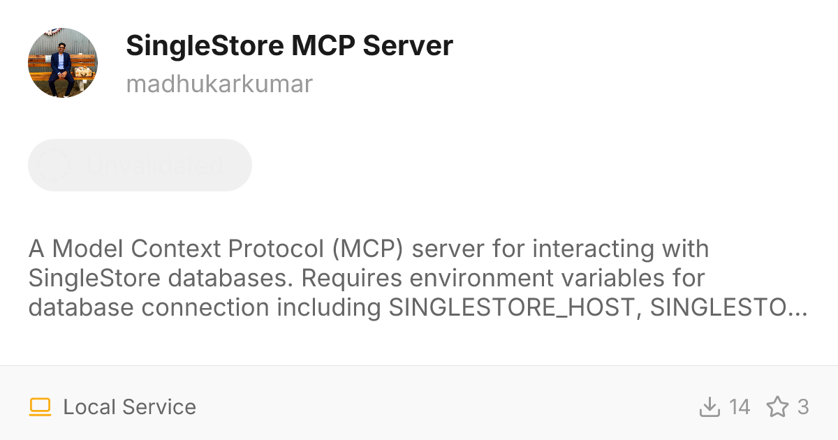 SingleStore MCP 伺服器 | MCP Servers · LobeHub