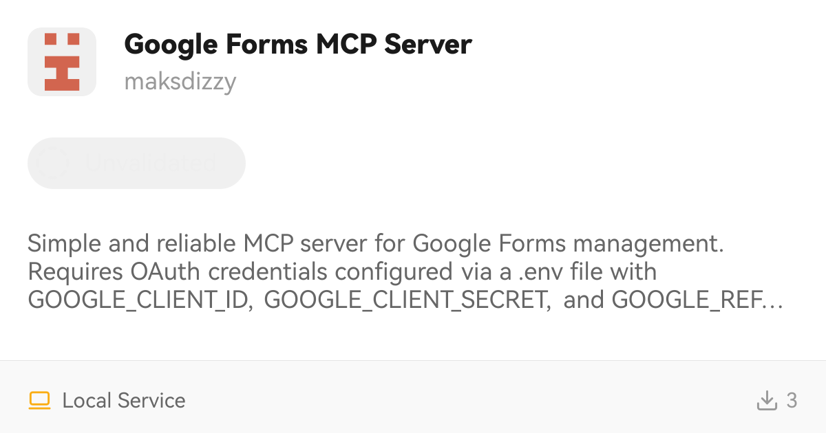 Google Forms MCP Server | MCP Servers · LobeHub